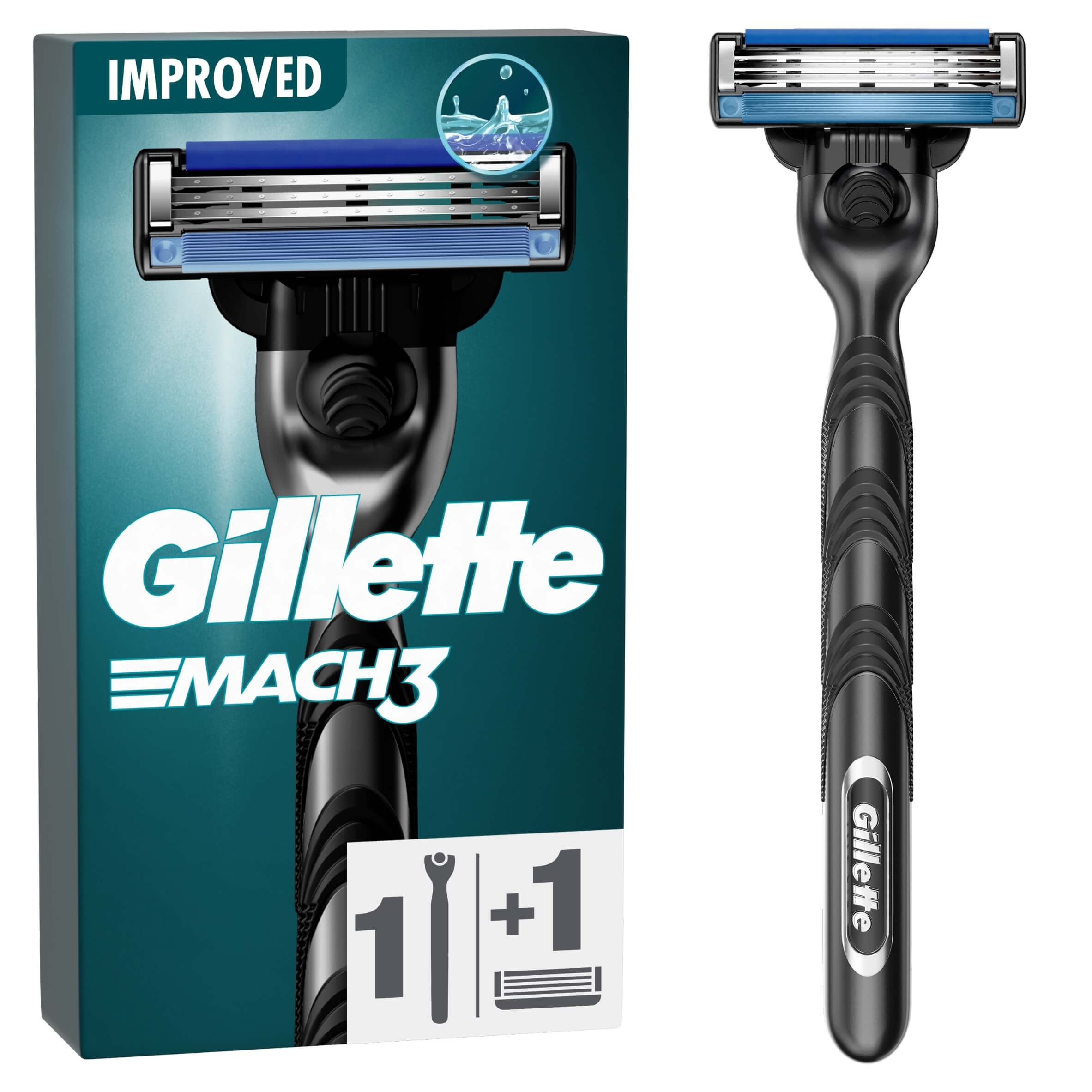 Gillette Mach3 Razor For Men, 1 Gillette Razor, 1 Razor Blade Refill ...