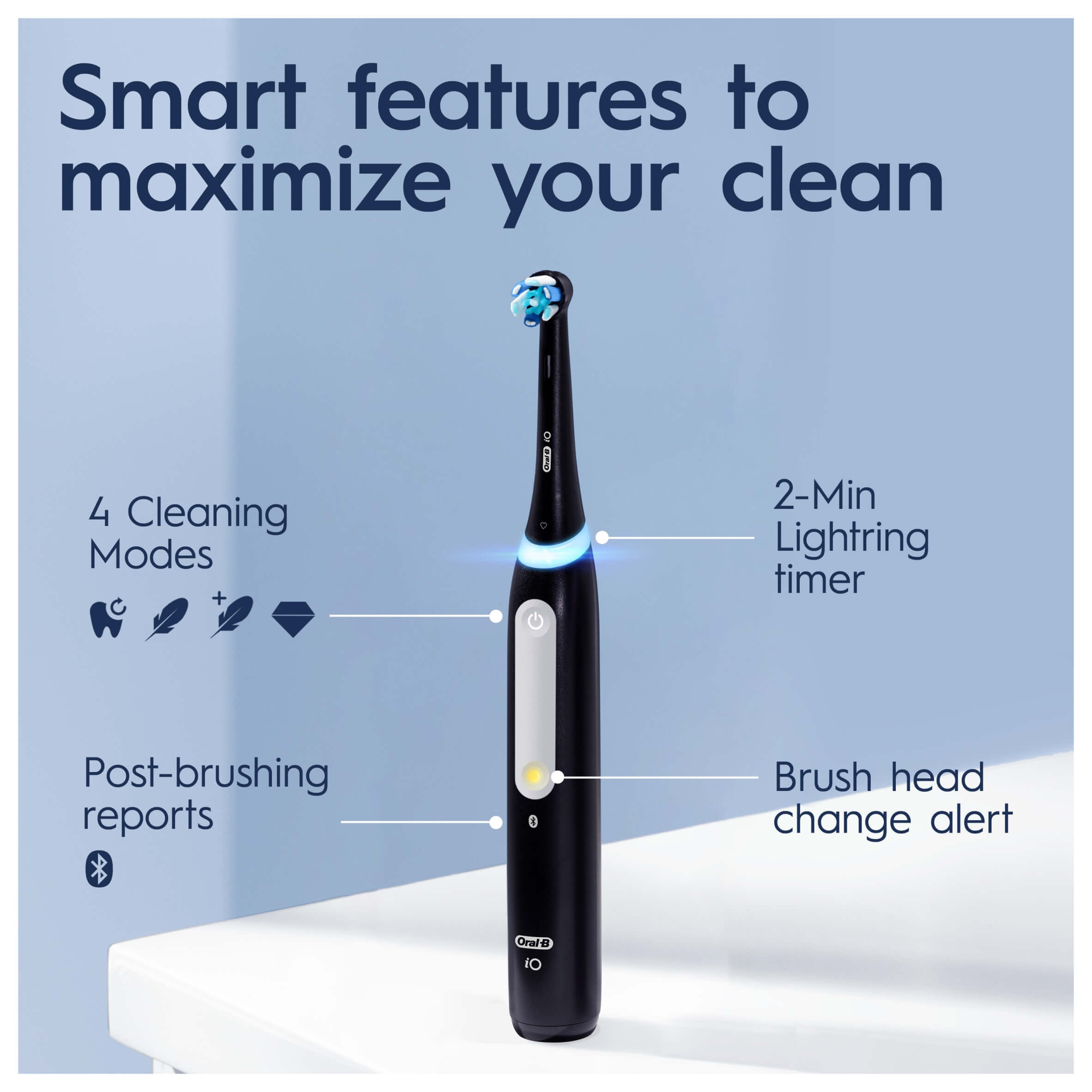 Oral-B IO 4 Black Electric Toothbrush, Travel Case | Mashco
