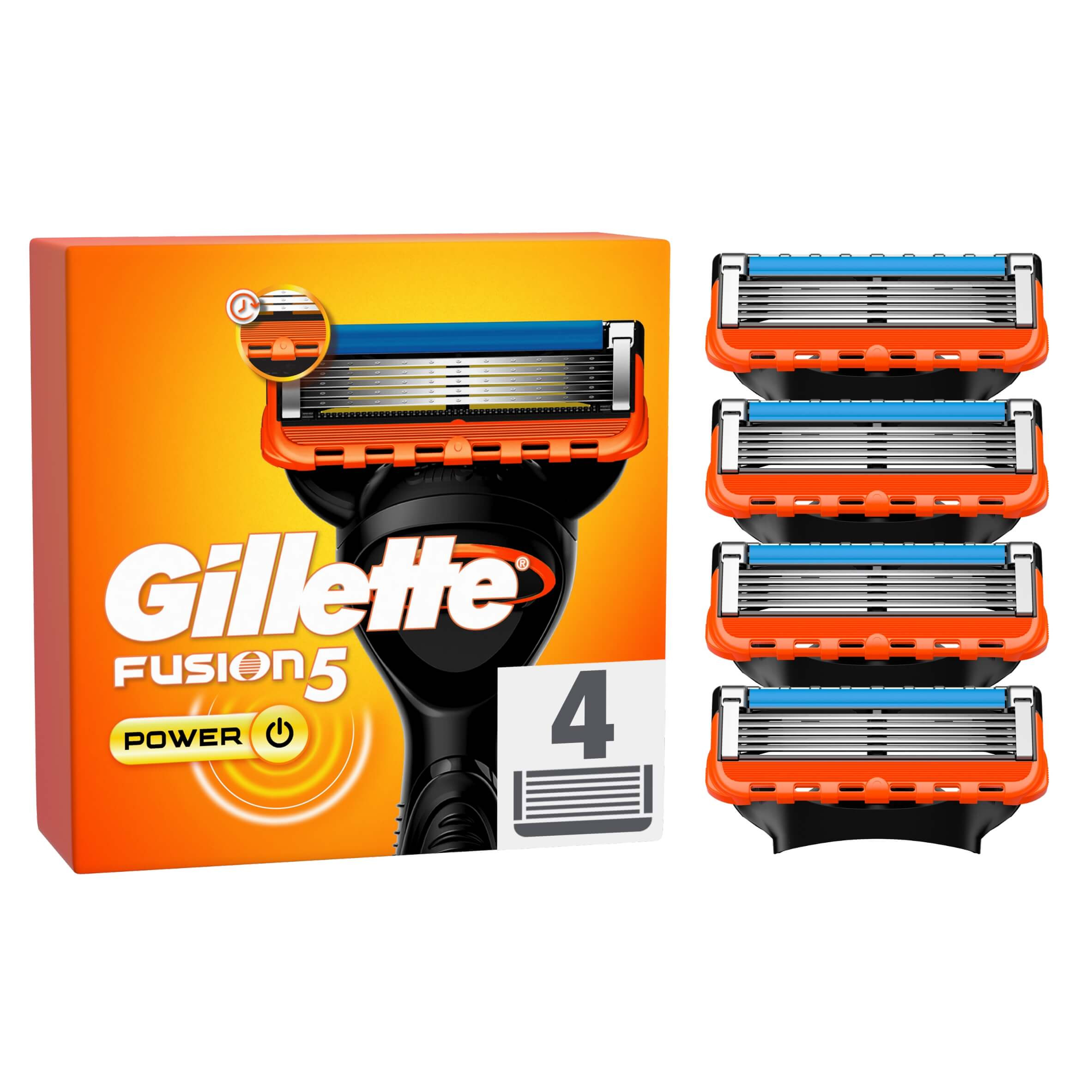 Gillette Fusion5 Power Razor Refills For Men, 4 Razor Blade Refills ...