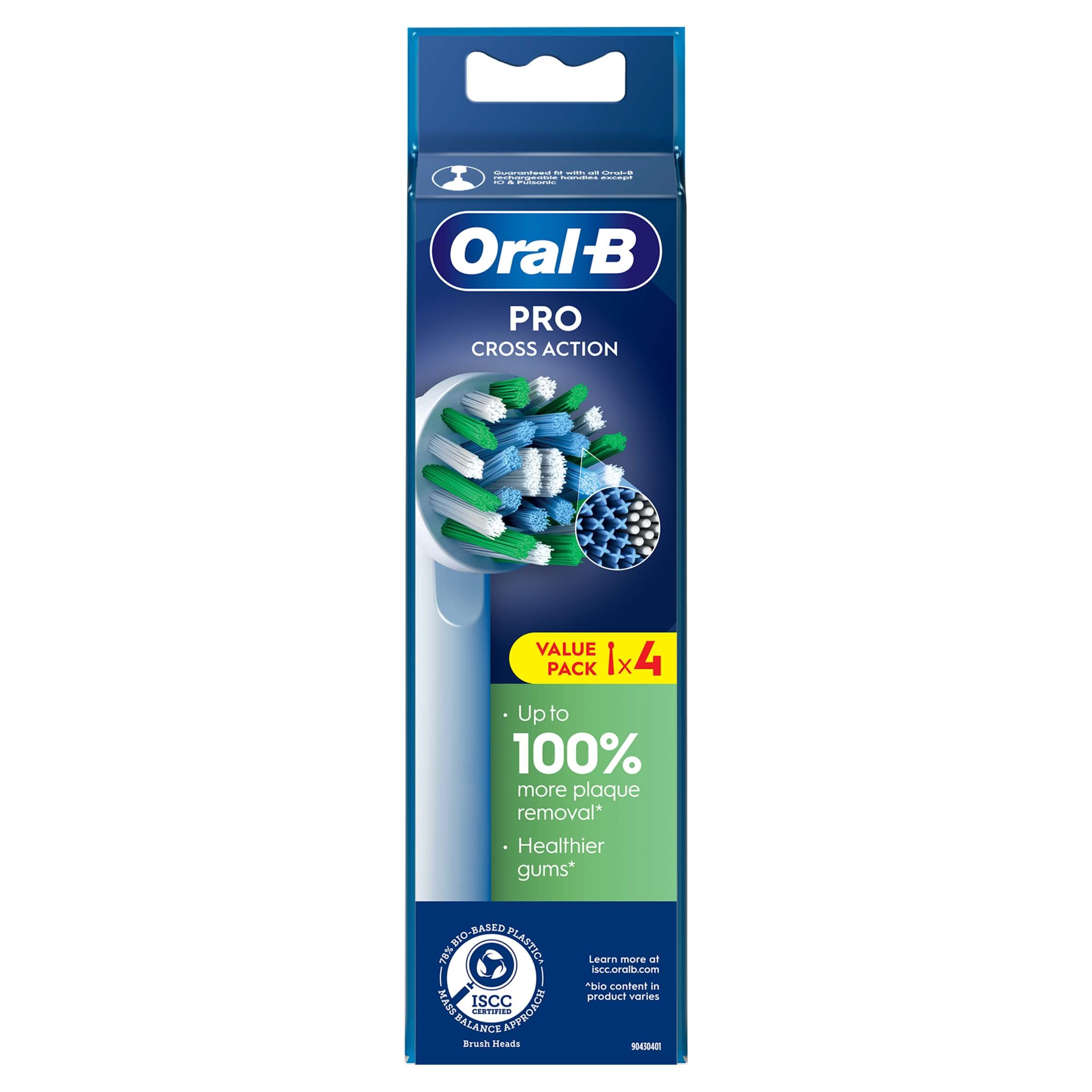 Oral-B Pro Cross Action Toothbrush Heads, 4 Counts | Mashco