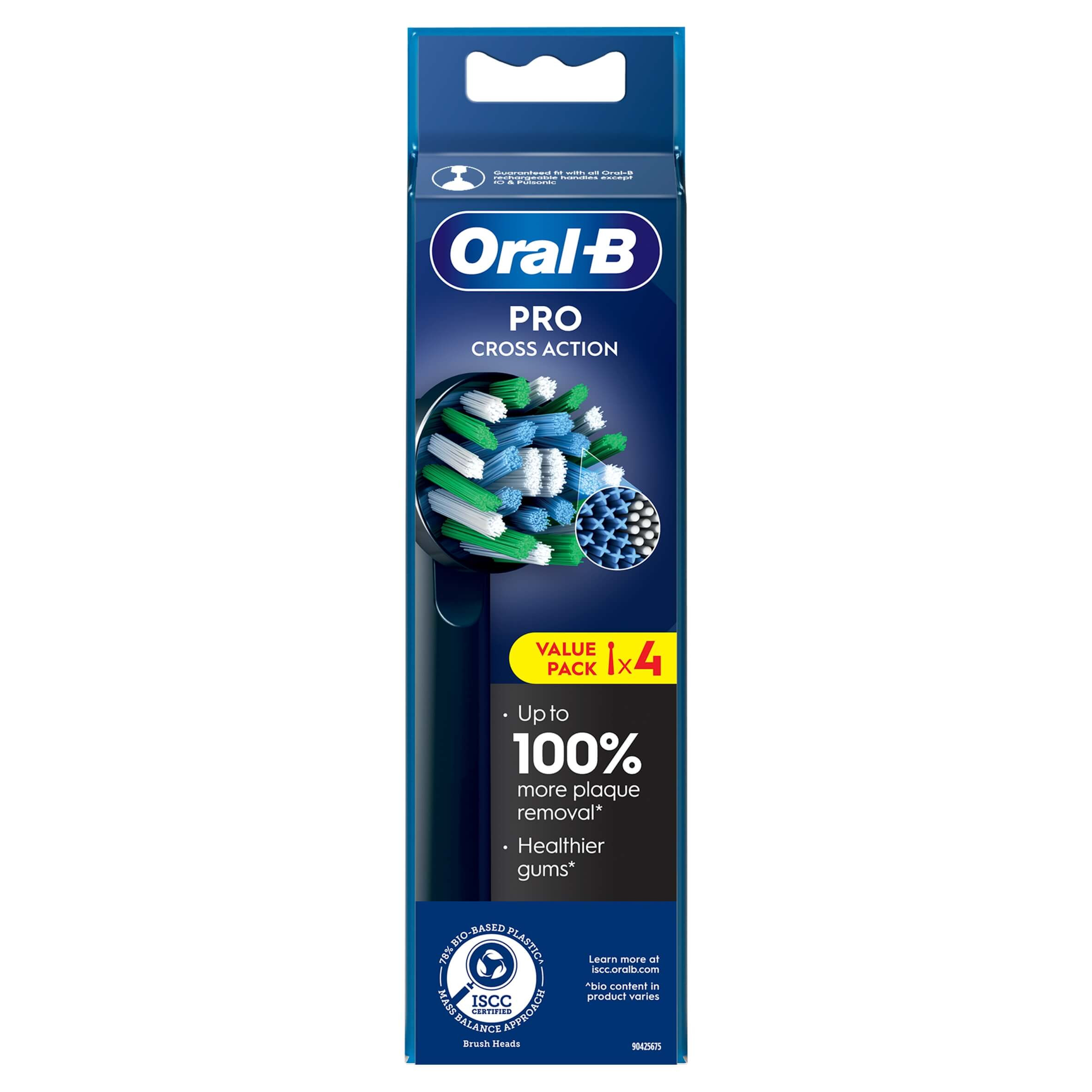 Oral-B Pro Cross Action Black Toothbrush Heads, 4 Counts | Mashco