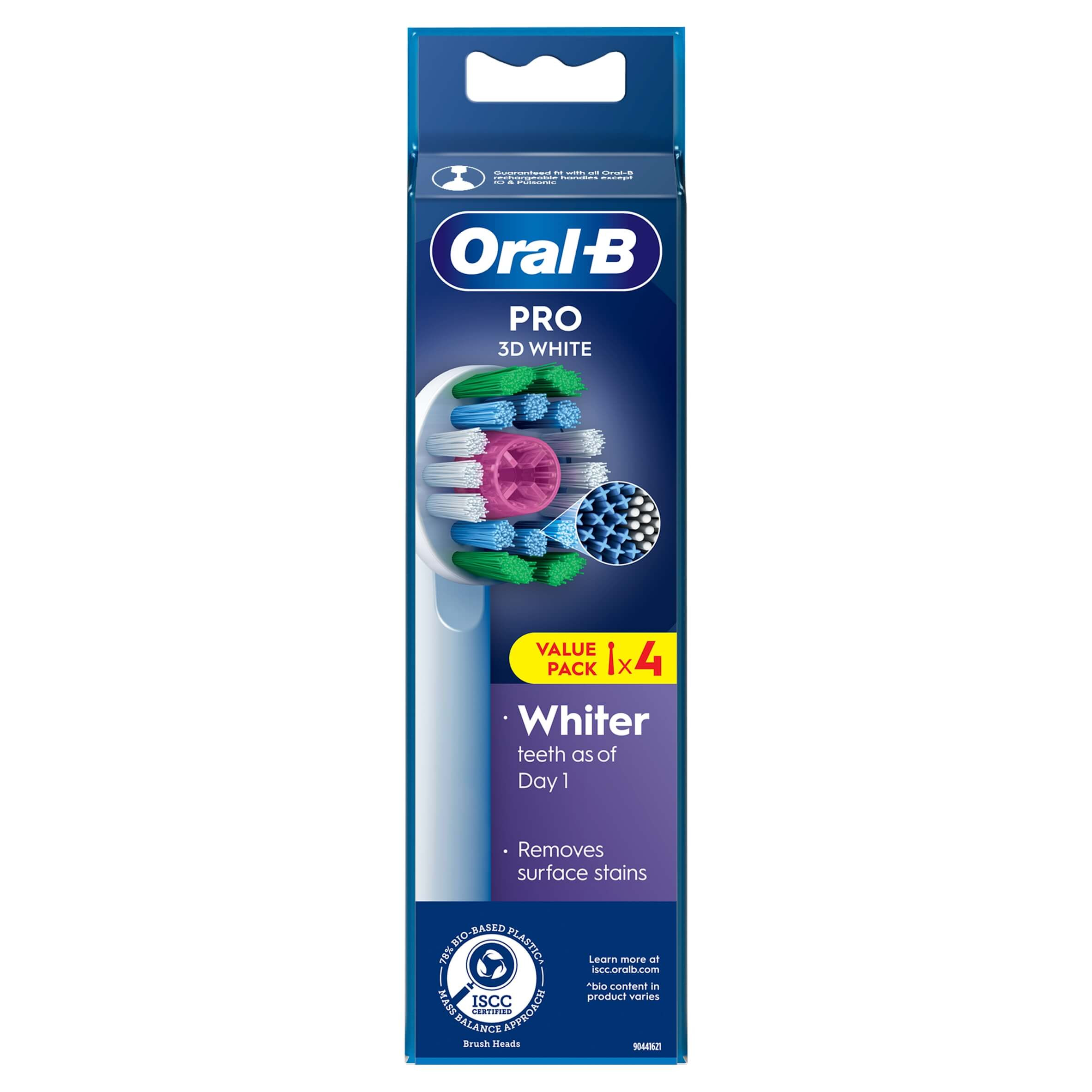 Oral-B Pro 3D White Toothbrush Heads, 4 Counts | Mashco
