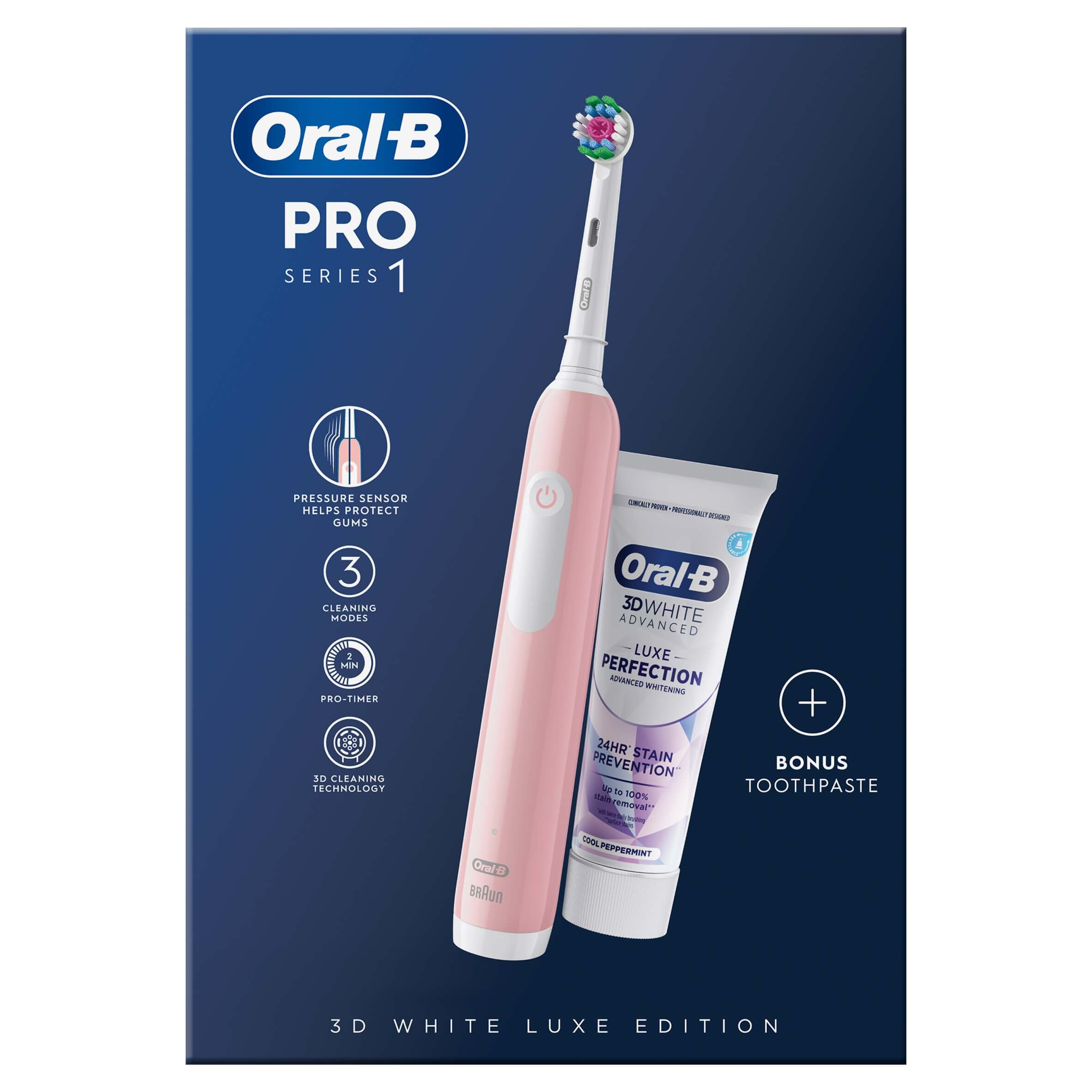 Oral-B Pro Series 1 Pink Electric Toothbrush, Toothpaste | Mashco