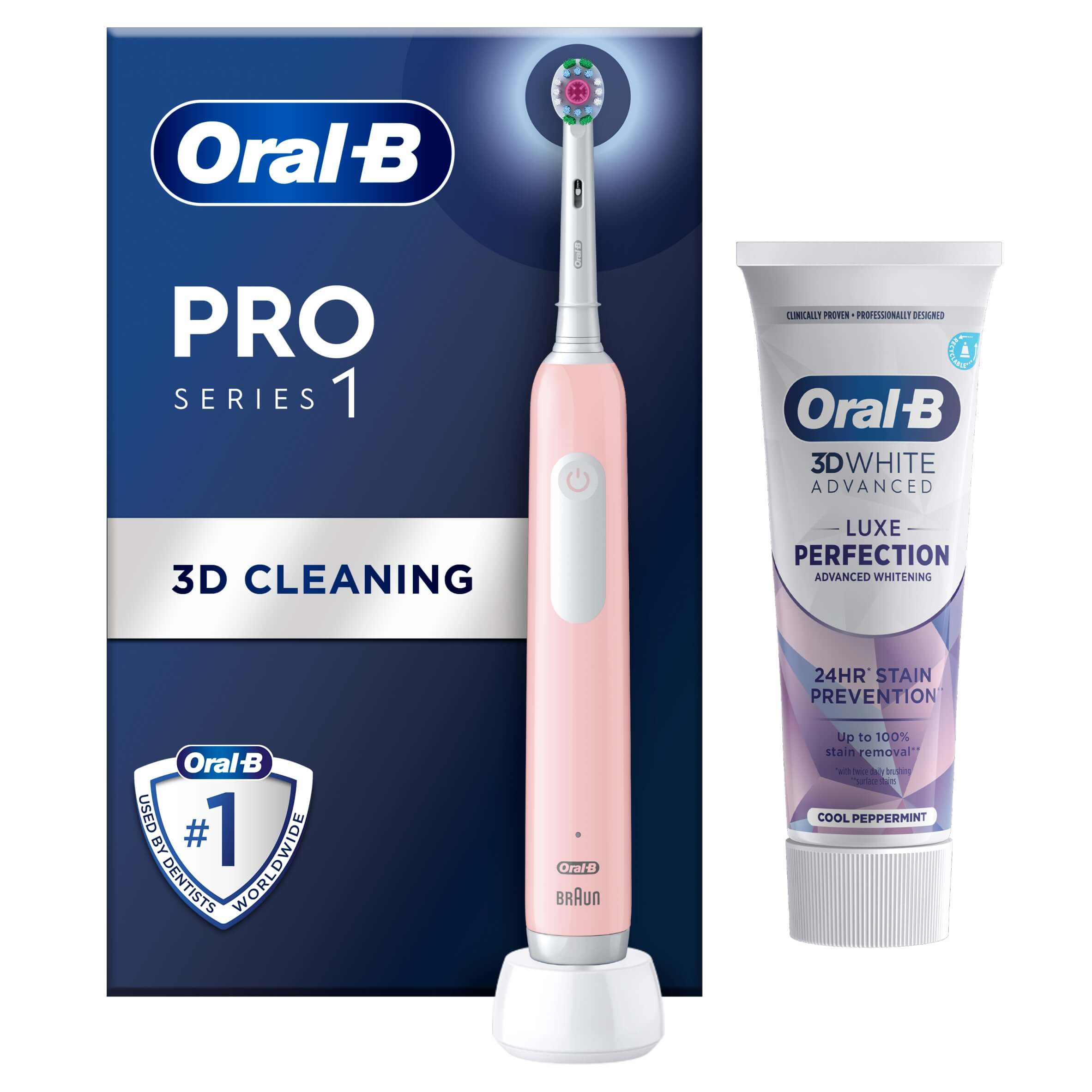Oral-B Pro Series 1 Pink Electric Toothbrush, Toothpaste | Mashco